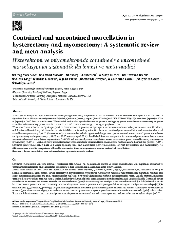(PDF) Contained and uncontained morcellation in hysterectomy and ...