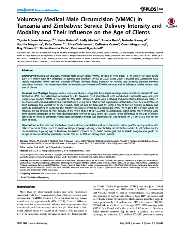 (PDF) Voluntary Medical Male Circumcision (VMMC) in Tanzania and ...
