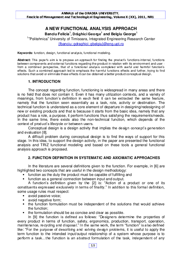 (PDF) New Functional Analysis Approach | Felicia Banciu - Academia.edu