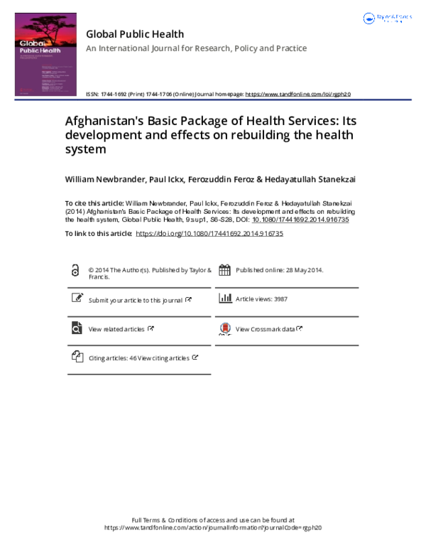 (PDF) Afghanistan's Basic Package of Health Services: Its development ...