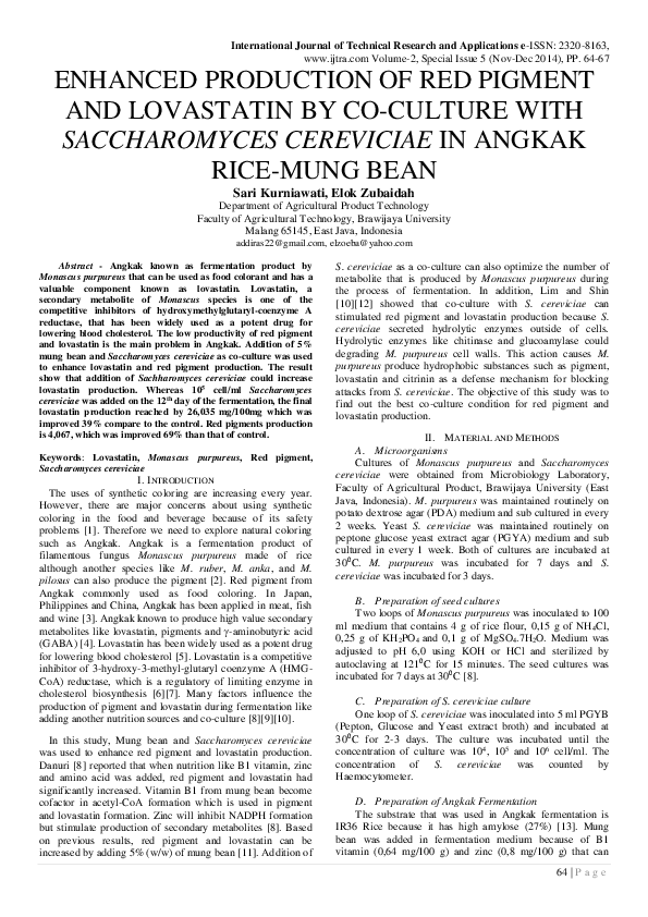 (PDF) Enhanced Production of Red Pigment and Lovastatin by Co-Culture ...