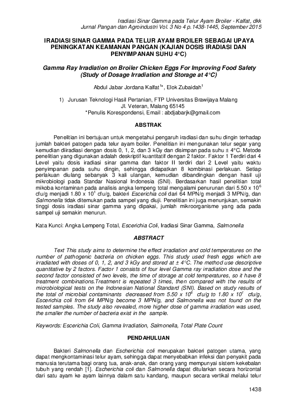 (PDF) Iradiasi Sinar Gamma Pada Telur Ayam Broiler Sebagai Upaya ...