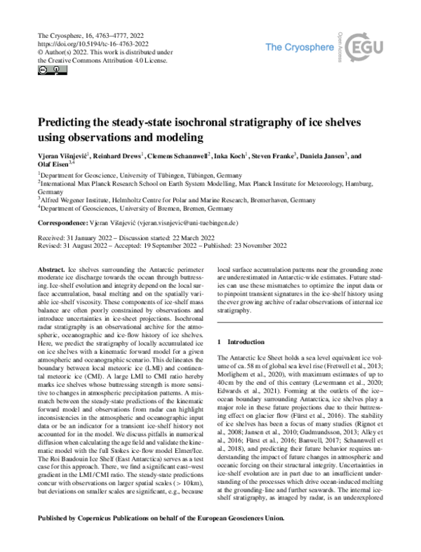 (PDF) Predicting the steady-state isochronal stratigraphy of ice shelves using observations and ...