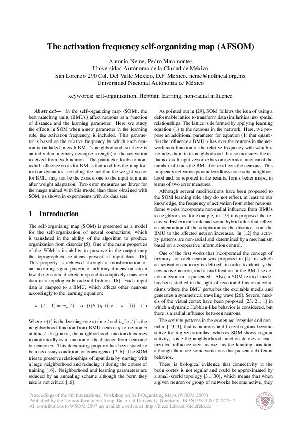 (PDF) The activation frequency self-organizing map