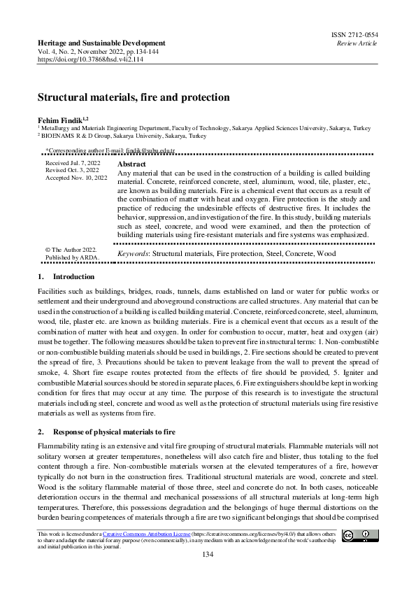 (PDF) Structural materials, fire and protection