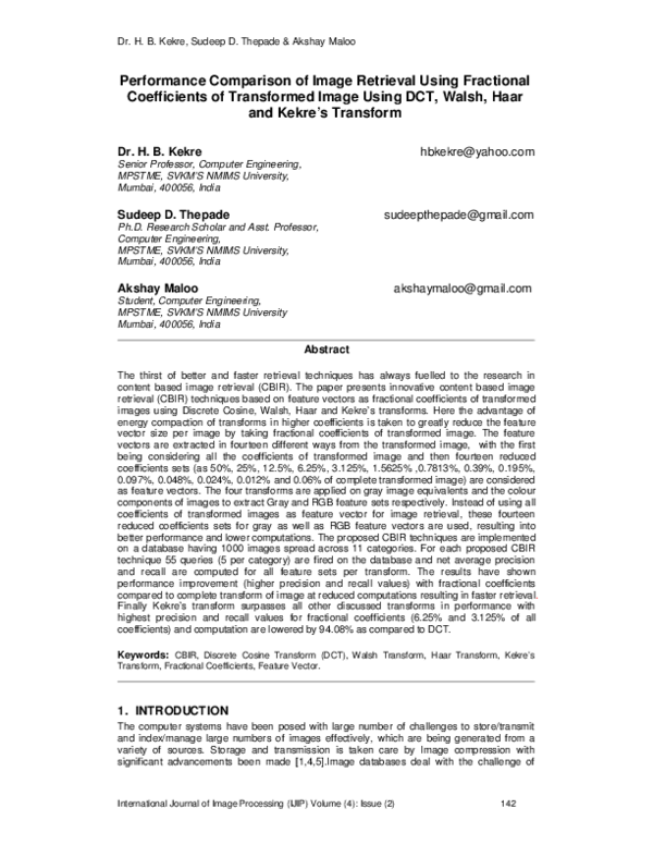 (PDF) Image Retrieval Using Fractional Transform Coefficients