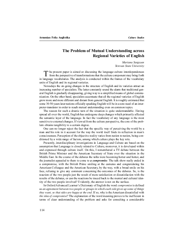 (PDF) The Problem of Mutual Understanding across Regional Varieties of ...