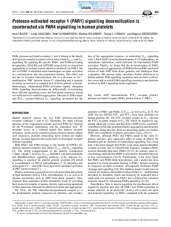 (PDF) Protease-activated receptor 1 (PAR1) signalling desensitization ...