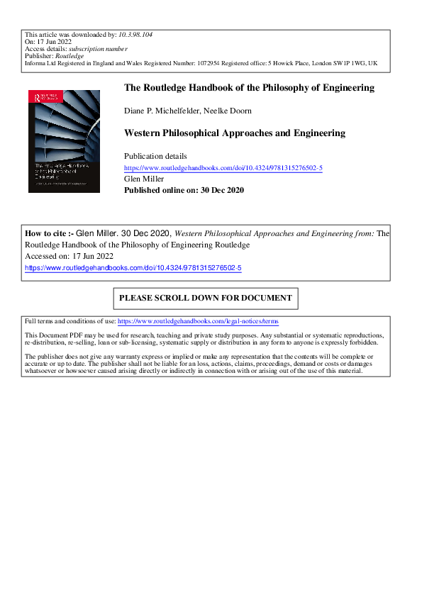 (PDF) The Routledge Handbook of the Philosophy of Engineering