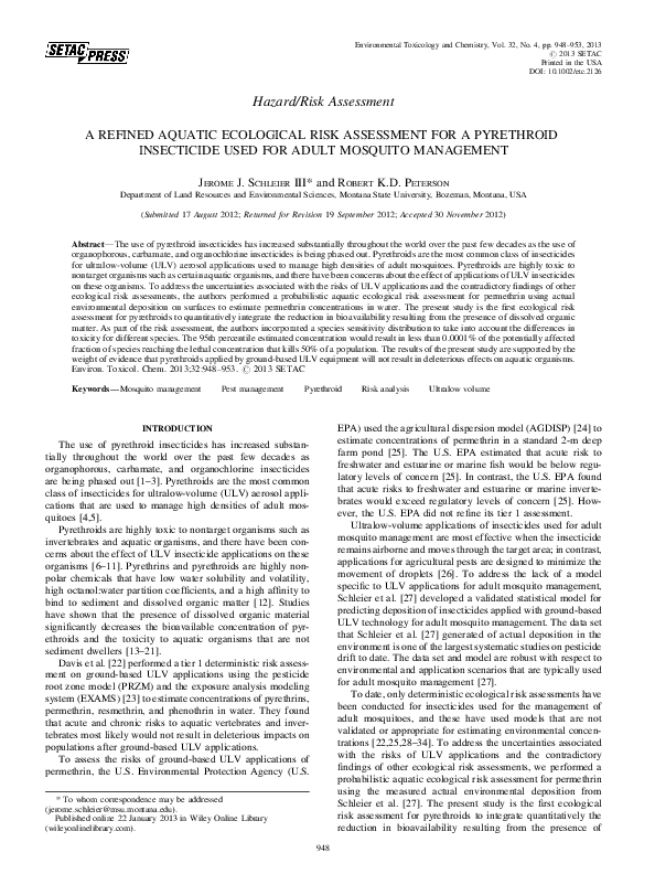 (PDF) A refined aquatic ecological risk assessment for a pyrethroid ...