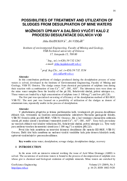 (PDF) Possibilities of treatment and utilization of sludges from ...