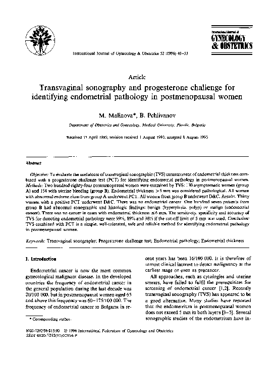 (PDF) Transvaginal sonography and progesterone challenge for ...