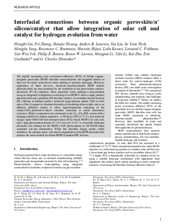 (PDF) Interfacial connections between organic perovskite/n+ silicon ...