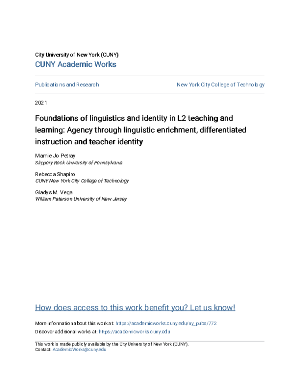 (PDF) Foundations of linguistics and identity in L2 teaching and ...