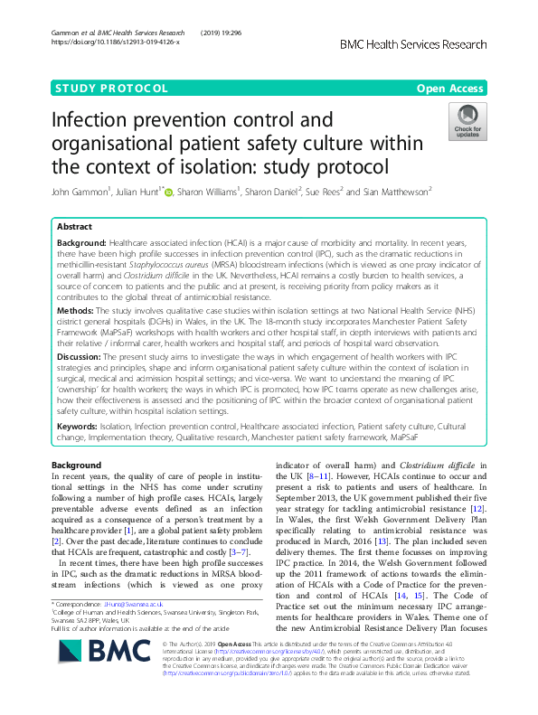 (PDF) Infection prevention control and organisational patient safety ...