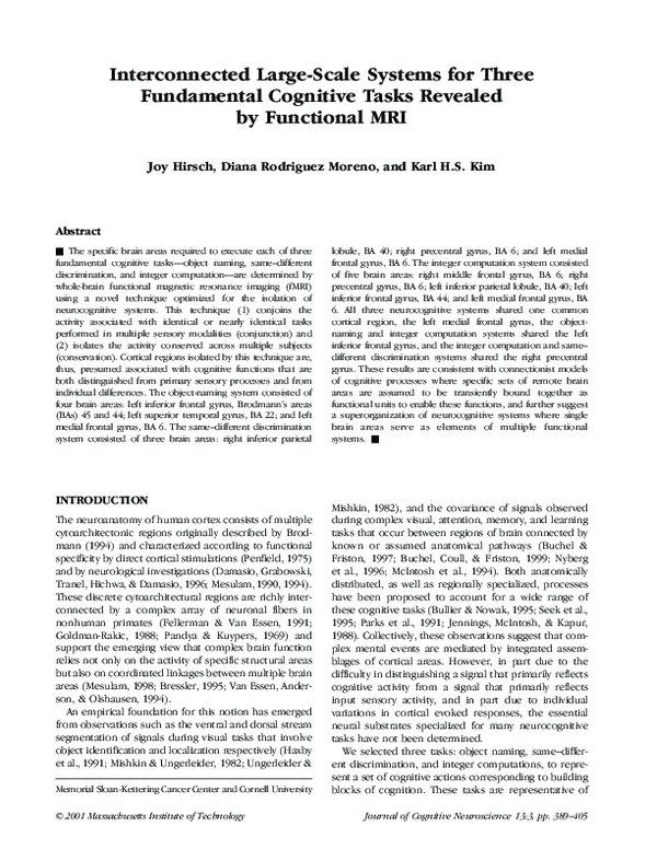 (PDF) Interconnected Large-Scale Systems for Three Fundamental Cognitive Tasks Revealed by ...