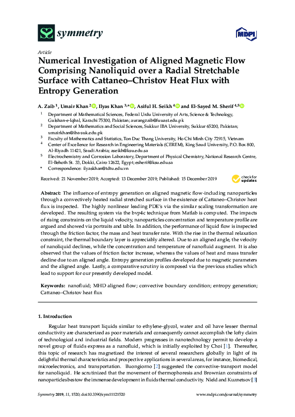 (PDF) Numerical Investigation of Aligned Magnetic Flow Comprising Nanoliquid over a Radial ...