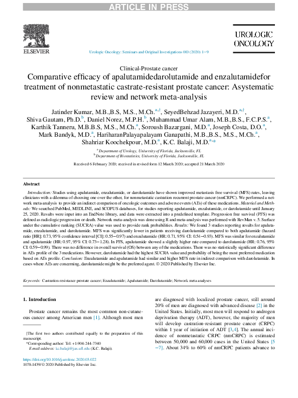 (PDF) Comparative efficacy of apalutamide darolutamide and enzalutamide for treatment of non ...