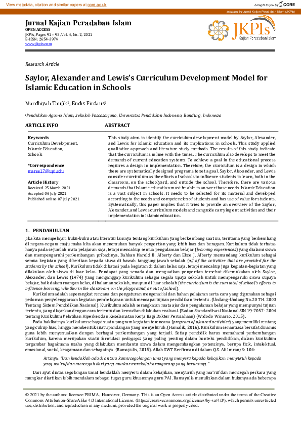 (PDF) Saylor, Alexander and Lewis’s Curriculum Development Model for ...