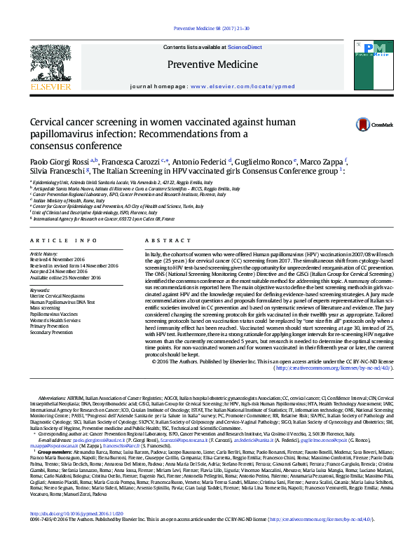 Pdf Cervical Cancer Screening In Women Vaccinated Against Human 7840