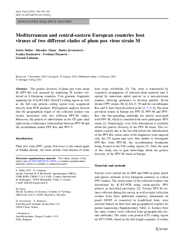 (PDF) Mediterranean and central-eastern European countries host viruses ...