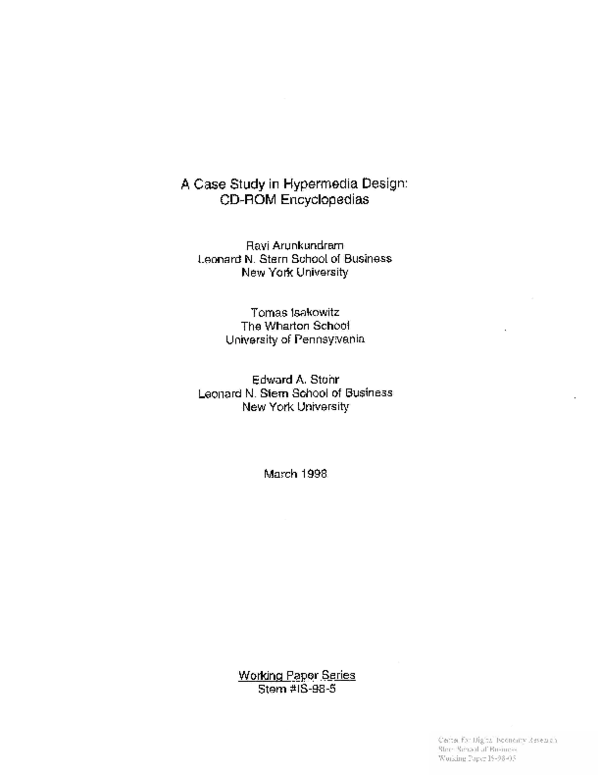 (PDF) A Case Study in Hypermedia Design: CD-ROM Encyclopedias