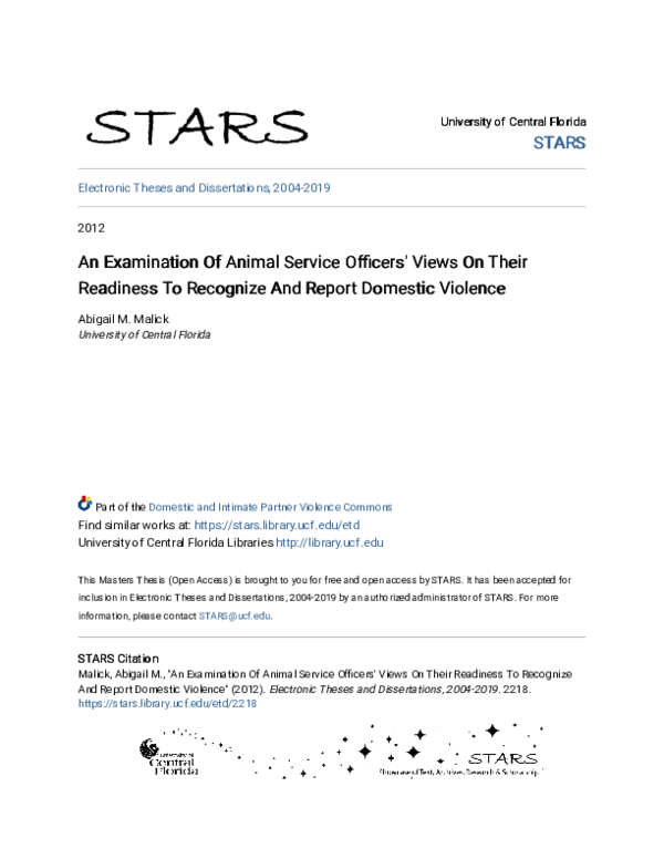 (PDF) An Examination Of Animal Service Officers' Views On Their ...
