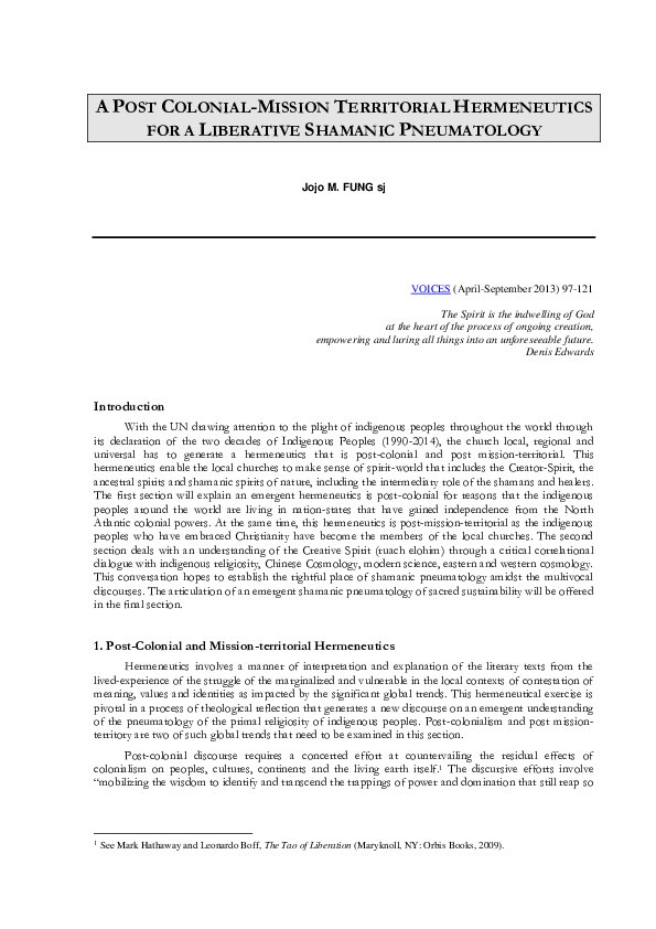 (PDF) RELaT nº431 FUNG, Jojo –A Post Colonial-Mission Territorial ...