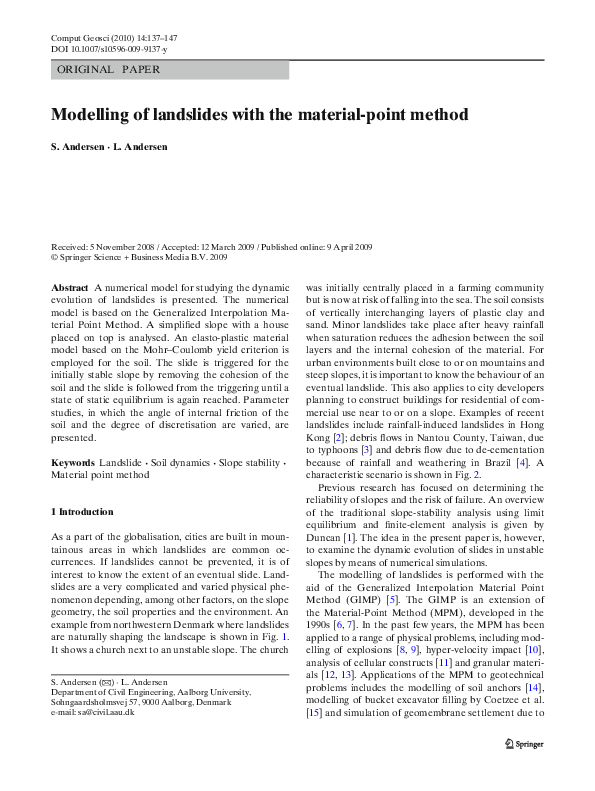 (PDF) Modelling of landslides with the material-point method