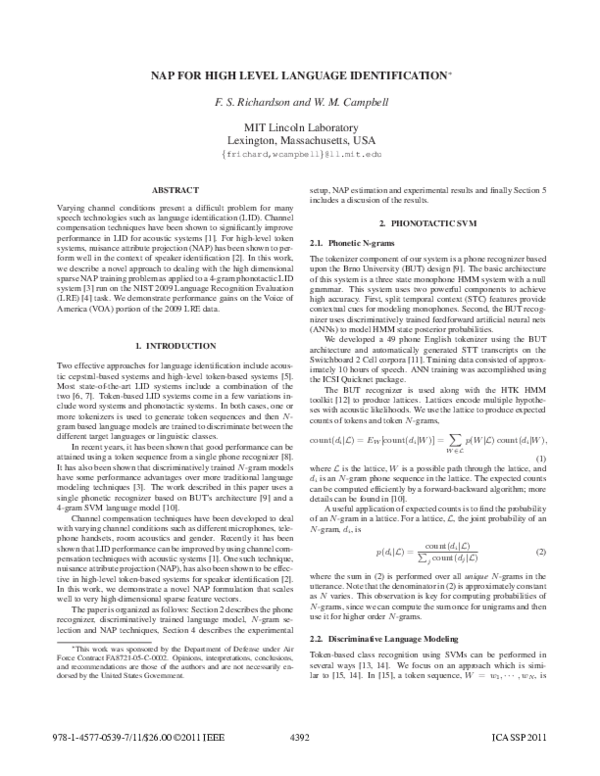 (PDF) NAP for high level language identification