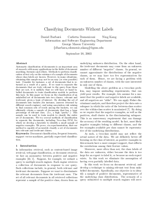 (PDF) Classifying Documents Without Labels | Carlotta Domeniconi - Academia.edu