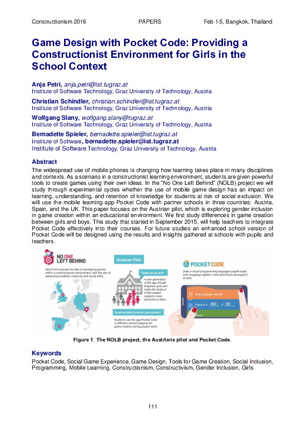 (PDF) Game Design with Pocket Code: Providing a Constructionist ...