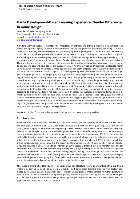 (PDF) Game Development-Based Learning Experience: Gender Differences in ...
