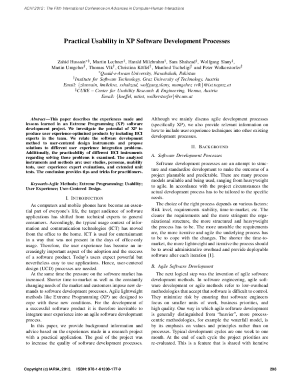 (PDF) Practical Usability in XP Software Development Processes | Wolfgang Slany - Academia.edu