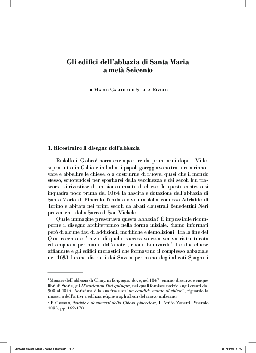 (PDF) Gli edifici dell'abbazia di Santa Maria a metà Seicento