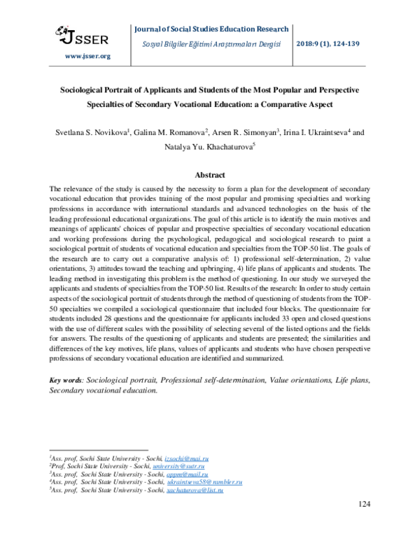 (PDF) Sociological Portrait of Applicants and Students of the Most ...