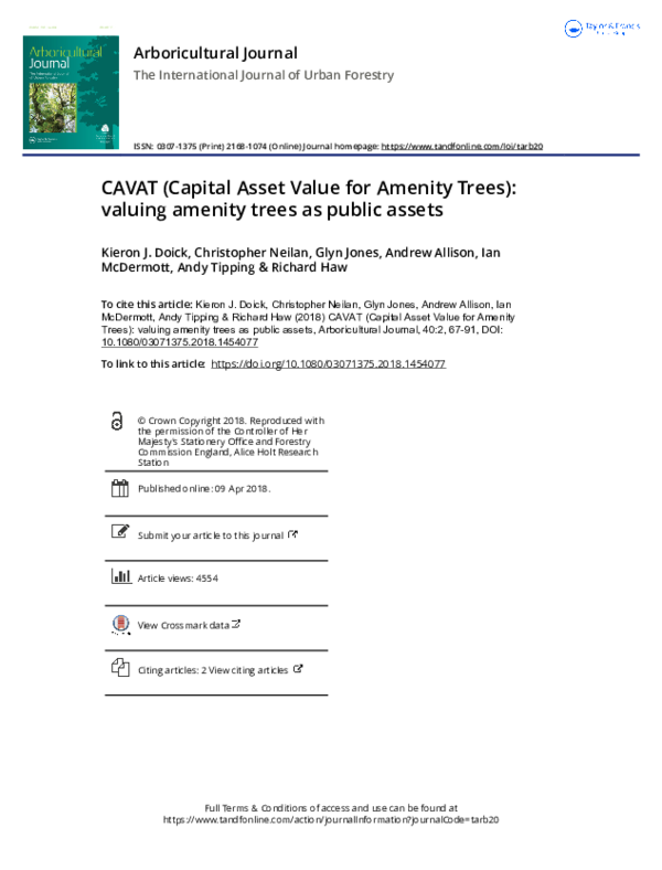 (PDF) CAVAT (Capital Asset Value for Amenity Trees): valuing amenity ...