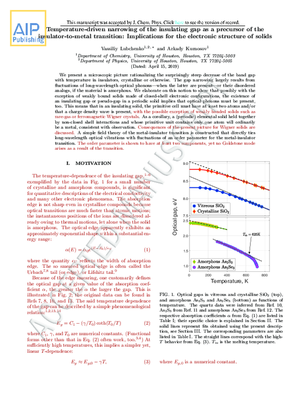(PDF) Temperature Effects on Insulator-Metal Transition