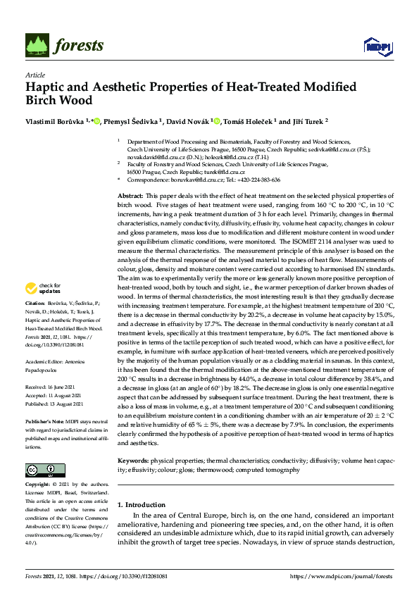 (PDF) Haptic and Aesthetic Properties of Heat-Treated Modified Birch Wood