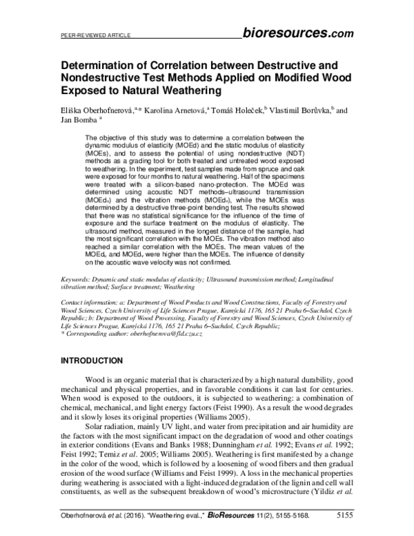Pdf Determination Of Correlation Between Destructive And Nondestructive Test Methods Applied
