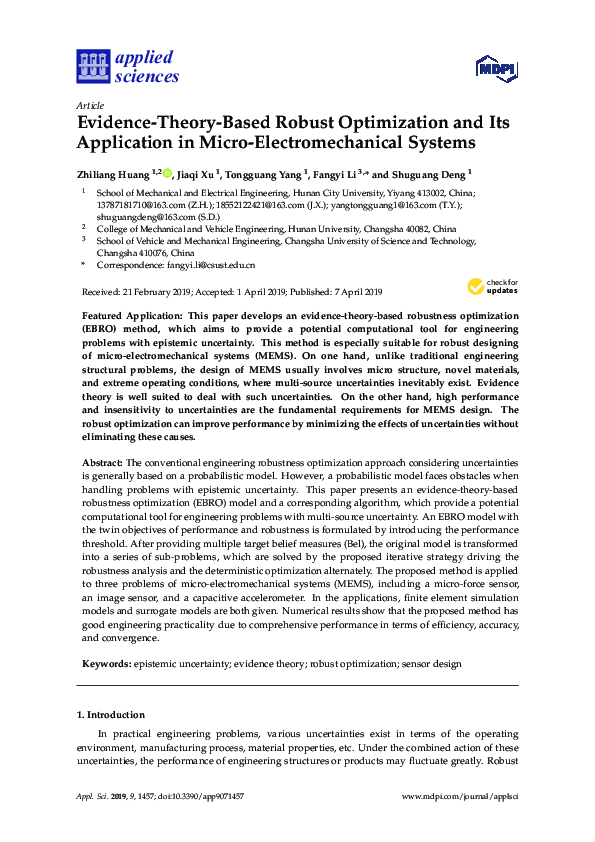 (PDF) Evidence-Theory-Based Robust Optimization and Its Application in Micro-Electromechanical ...