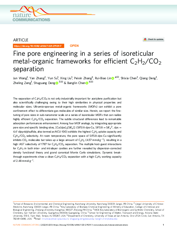 (PDF) Fine pore engineering in a series of isoreticular metal-organic ...