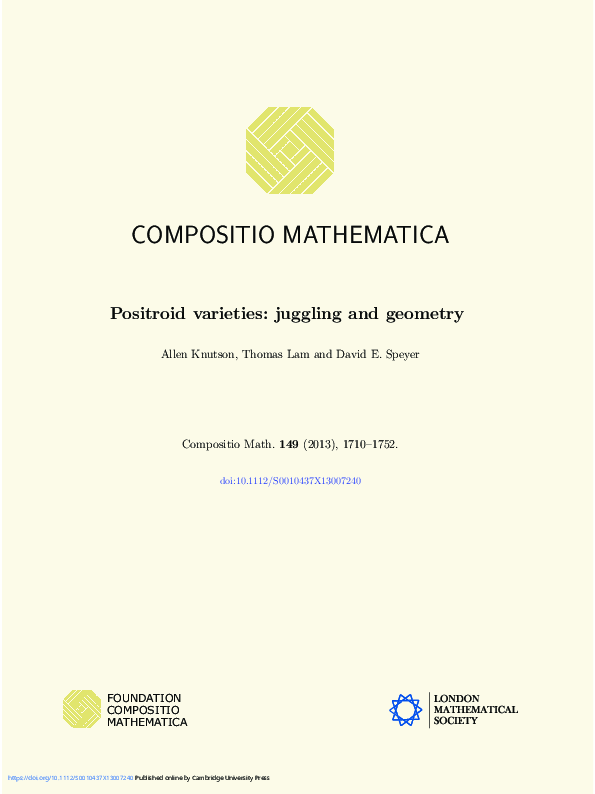 (PDF) Positroid varieties: juggling and geometry
