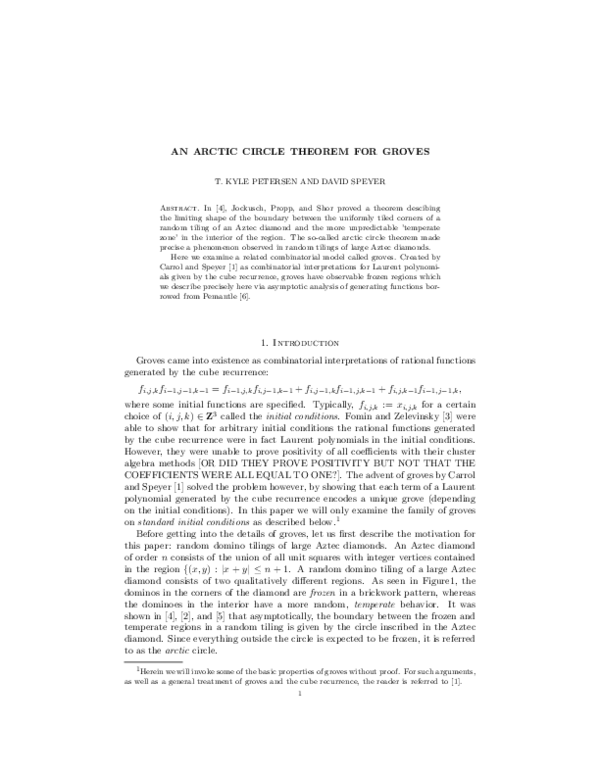 (PDF) An arctic circle theorem for Groves