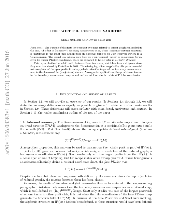 (PDF) The twist for positroid varieties