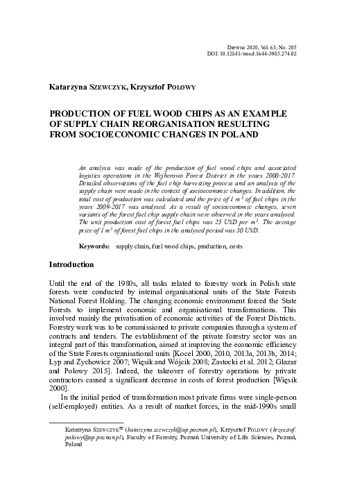 (PDF) Production of Fuel Wood Chips as an Example of Supply Chain ...