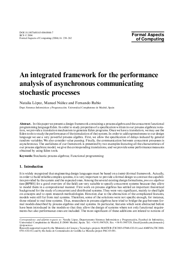 Pdf An Integrated Framework For The Performance Analysis Of