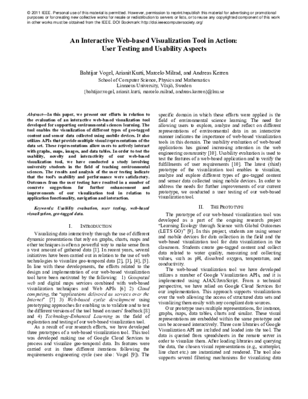 Pdf An Interactive Web Based Visualization Tool In Action User Testing And Usability Aspects