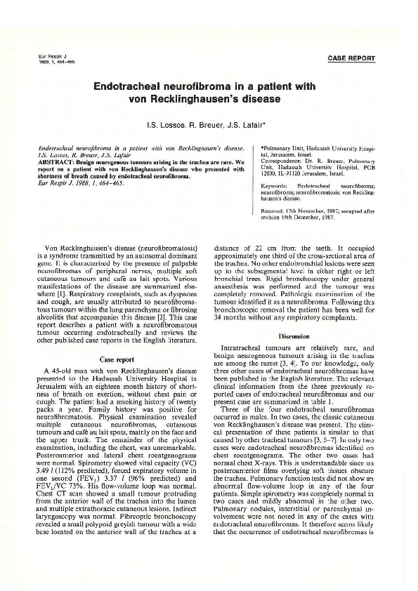 (PDF) Endotracheal Neurofibroma in NF1 Patient