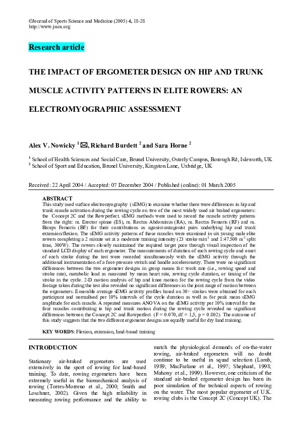 (PDF) The impact of ergometer design on hip and trunk muscle activity ...